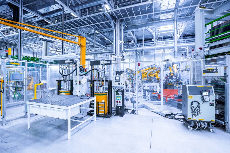 Robots in a car plant stock image. Image of manufacture - 203115007