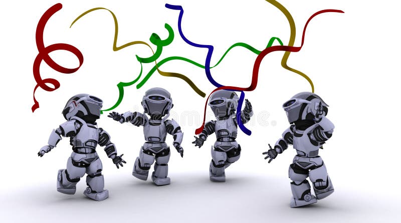 Robots Celebrating at a Party Stock Illustration - Illustration of ...