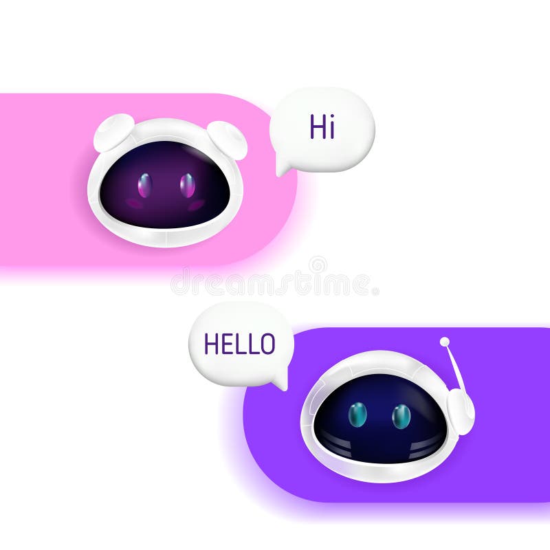 Robots Chat Bot Chatting in Dialog Boxes. Vector Illustration Stock ...