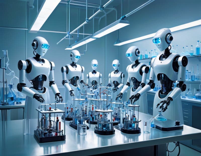 Robots Conducting Laboratory Research Stock Photo - Image of ...