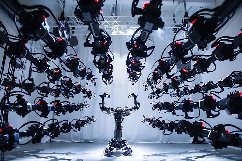 Robots Connecting To a Central Bot in a High-Tech Studio Environment ...