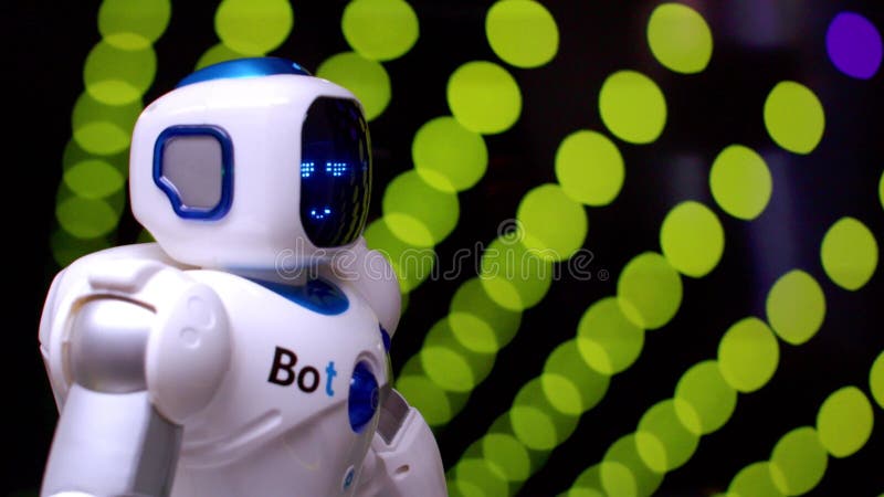 Two Robots Dancing. Smart Robotic Technology. Closeup of Smart Robots ...