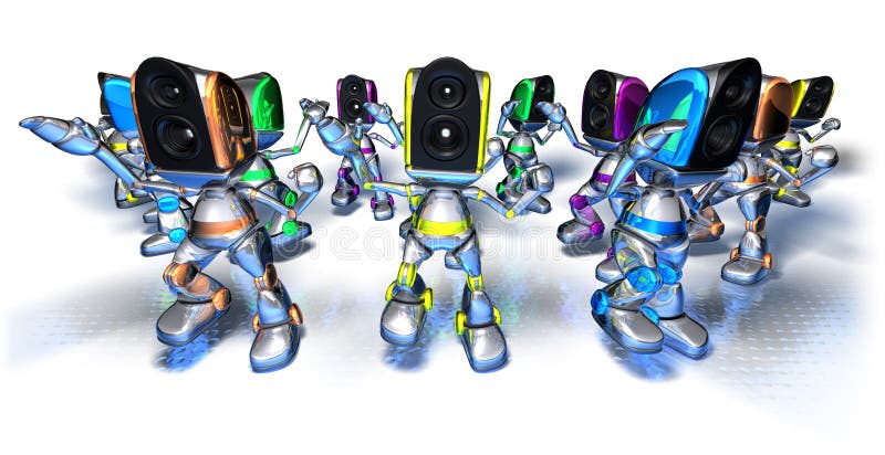 Robots dancing to techno stock illustration. Illustration of playing ...