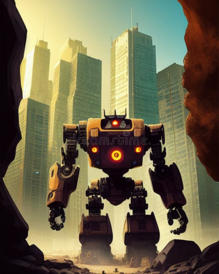 Robots De Ai Destruyendo El Mundo Stock de ilustración - Ilustración de ...