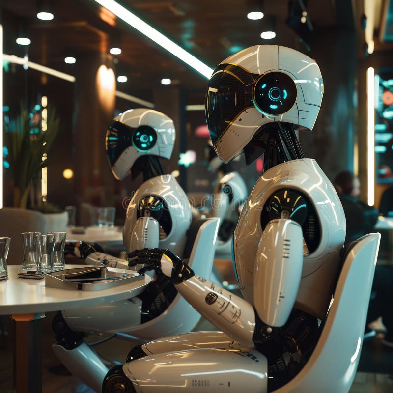 Robots Dining in Modernity stock photo. Image of mechanical - 311748022