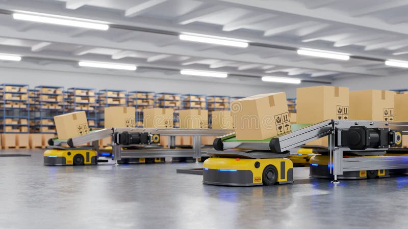 Robots Efficiently Sorting Hundreds of Parcels Per HourAutomated Guided ...
