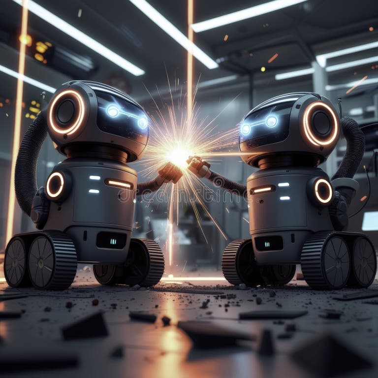 Robots Engaged in a Playful Competition in a High-tech Laboratory ...