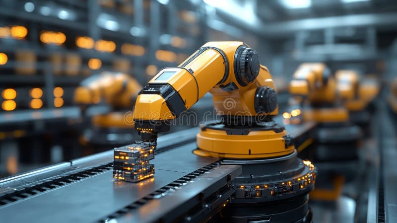 Advanced AI Robots Optimizing Manufacturing Processes in a Modern ...