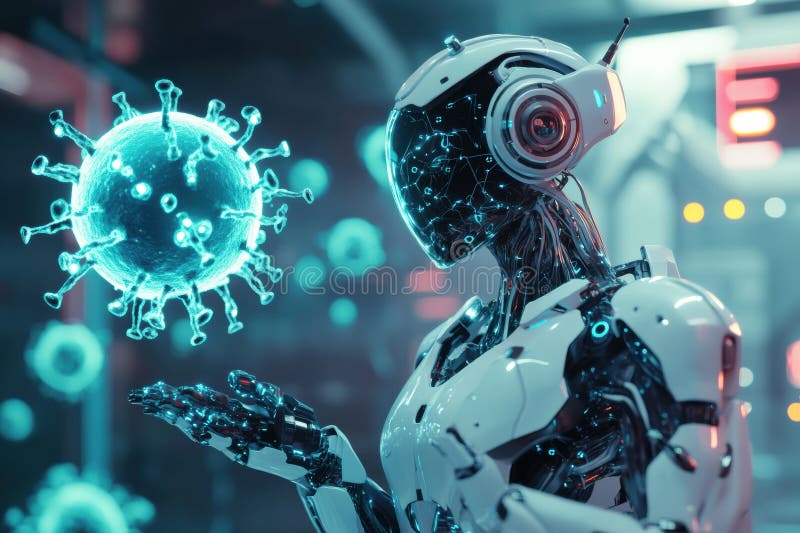 Advanced Robots Neutralizing Viruses in a High Tech Laboratory during a ...