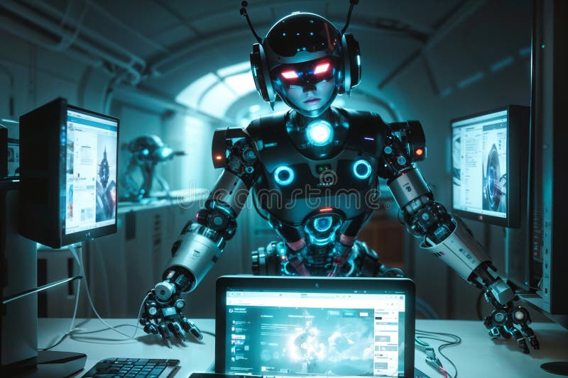 Robots Evolving through Self Learning - Concepts of Artificial Intelligence Stock Illustration ...