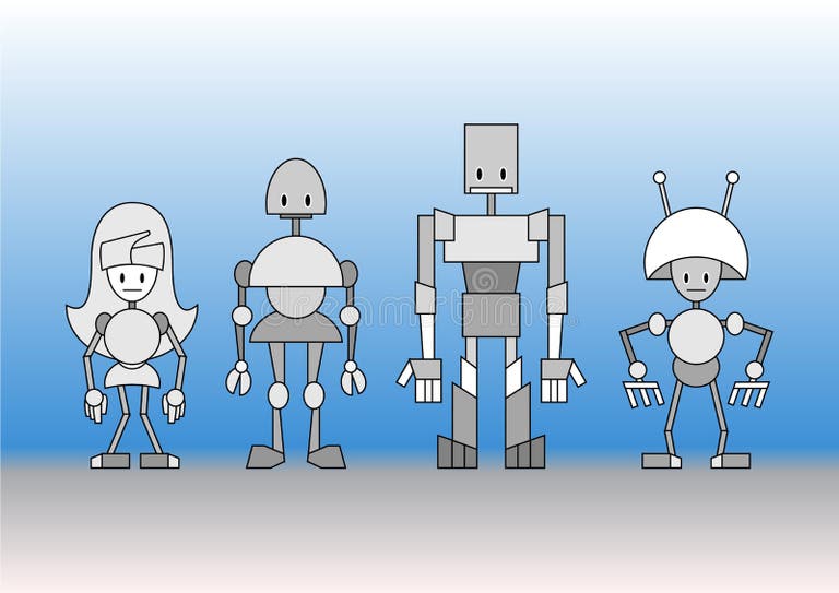 Cartoon Robots Family Stock Illustrations – 105 Cartoon Robots Family ...
