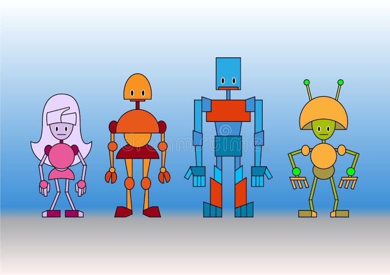 Robots family stock vector. Illustration of futuristic - 9255759