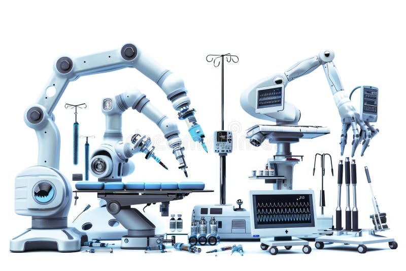 Robots Grouped, Mechanical Friends, Futuristic Scene Stock Image ...