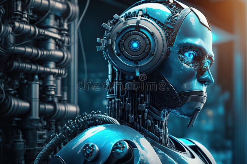 Robots and High Technology Made with Generative AI Stock Illustration ...