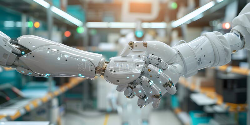 Unity in Tech: Human-Robot Collaboration Stock Illustration ...