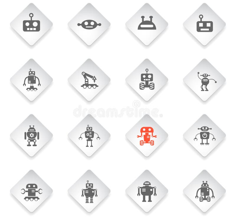 Robots icon set stock vector. Illustration of computer - 126328042