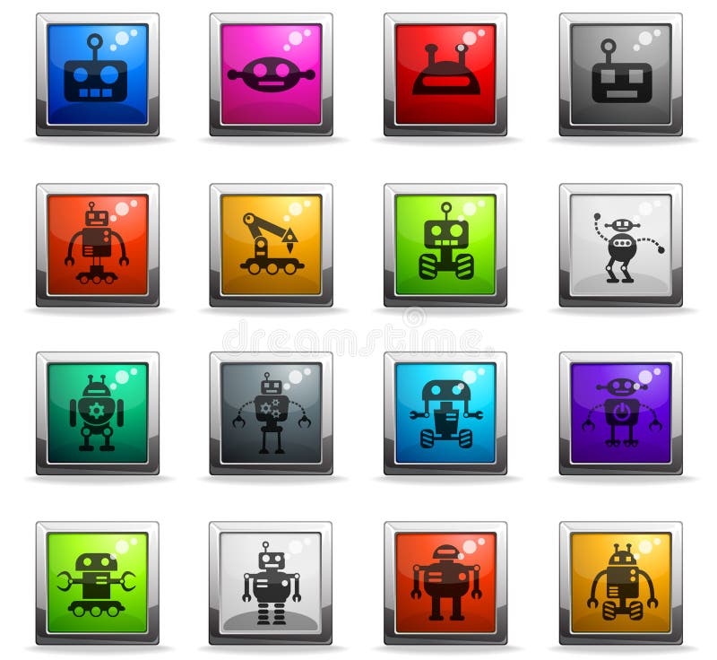 Robots on buttons. stock vector. Illustration of cool - 33129953