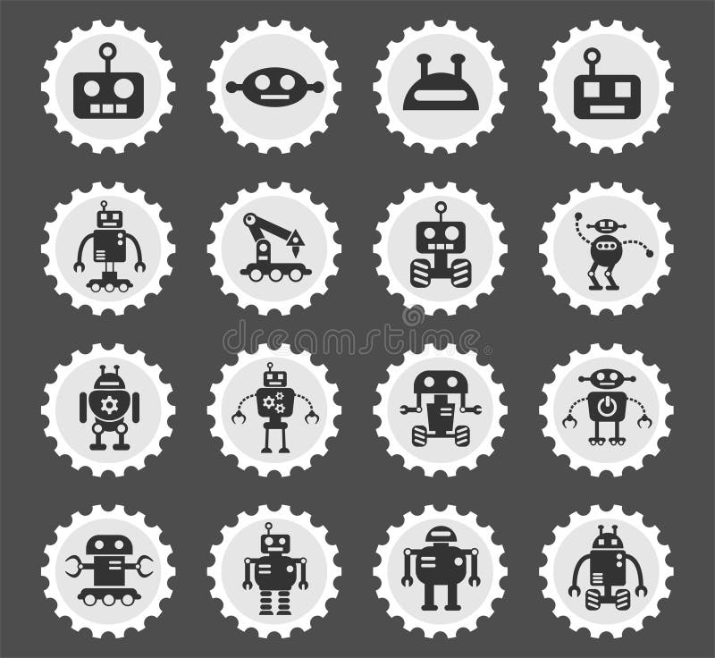 Robots icon set stock vector. Illustration of create - 128424759