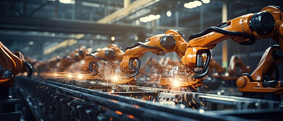 Robots in Industrial Automation Stock Illustration - Illustration of ...