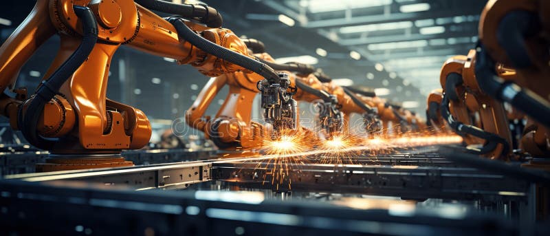 Robots in Industrial Automation Stock Illustration - Illustration of ...