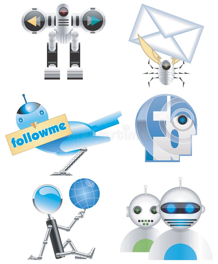 Robots Internet-Illustration-vector Icons Stock Vector - Illustration ...