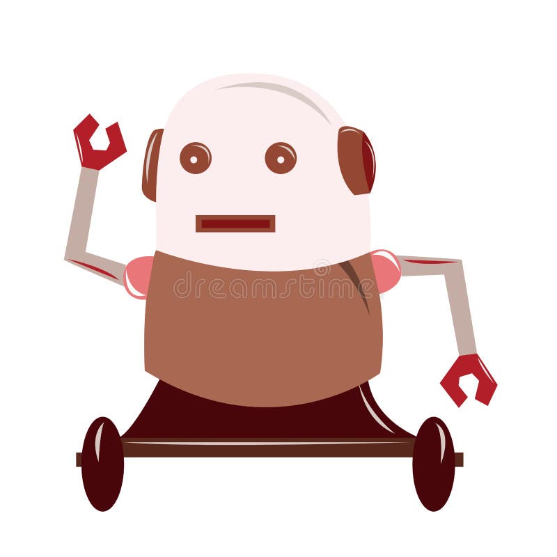 Vector Brown Cartoon Robot Isolated On White Stock Vector ...