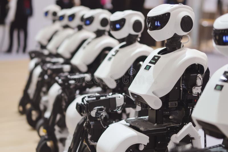 Robots Lined Up at Technology Exhibition Showcasing Advances in ...