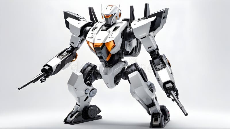 Robots Machine Technology on White Stock Illustration - Illustration of ...