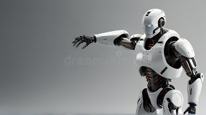 Robots Machine Technology on White Stock Illustration - Illustration of ...