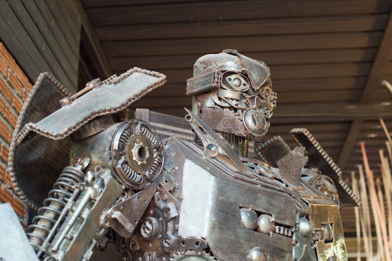 Robots made from scrap editorial stock image. Image of fantasy - 64257749