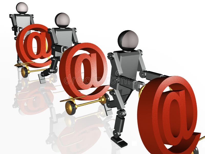 Robot with mail sign stock illustration. Illustration of technology ...