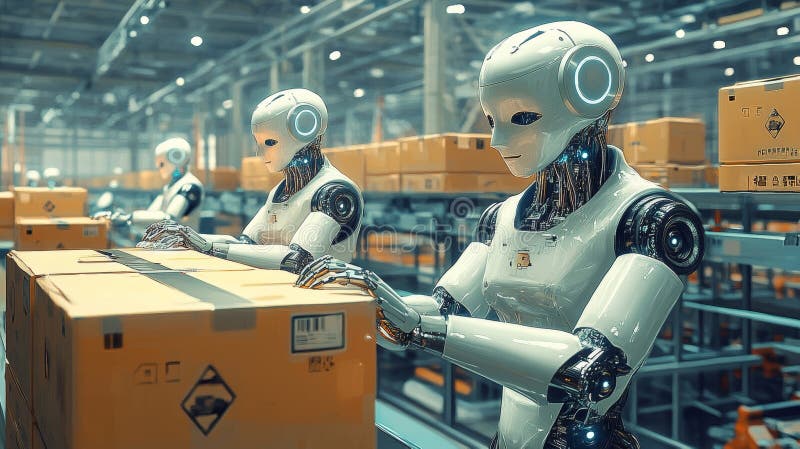 Robots Packing Boxes, Automation Industry 4.0, Smart Logistics ...