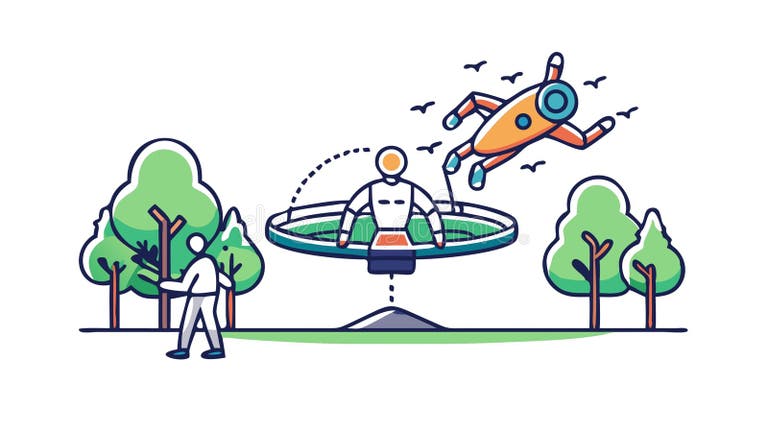 Robots in Park with Humans. Social Integration, Vector Design ...