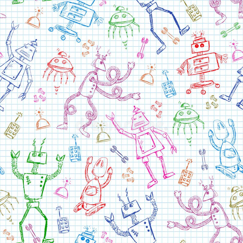 Robots pattern stock vector. Illustration of drawing - 30659367