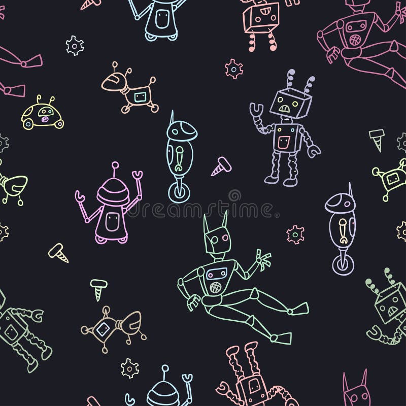 Robots pattern stock vector. Illustration of antenna - 48187857