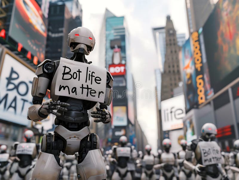 Robots Protesting in the Streets, Ai Life Matter, Artificial ...