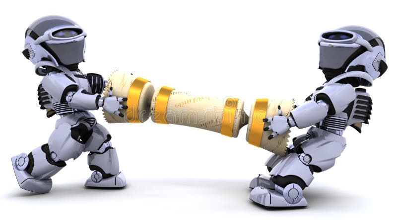Robots Pulling on a Christmas Cracker Stock Illustration - Illustration ...