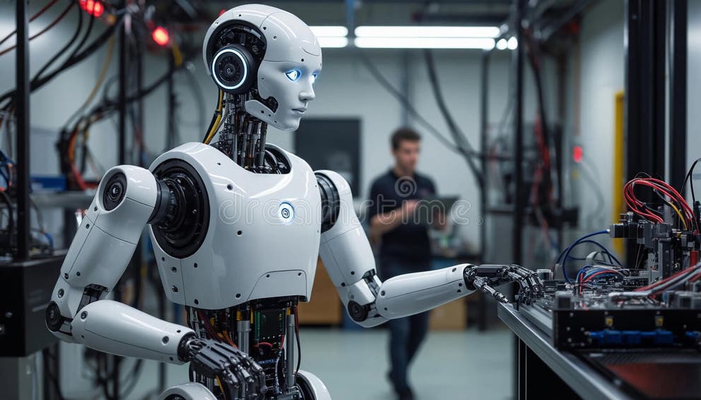 Robots that Replace Human Labor, Generated by AI. Stock Illustration ...