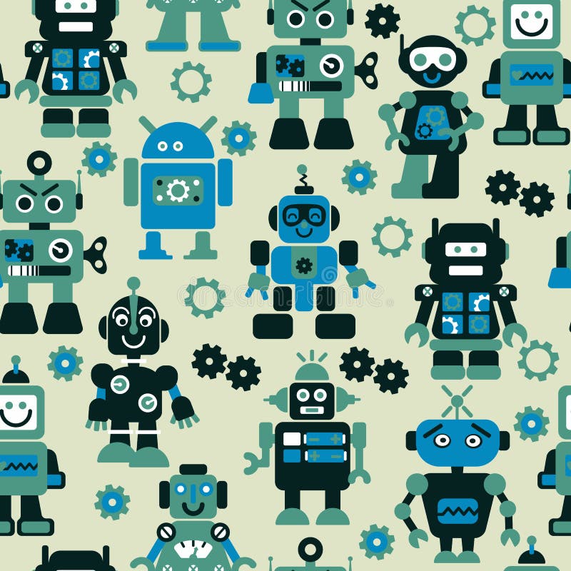 Robots seamless pattern. stock vector. Illustration of alien - 56654157