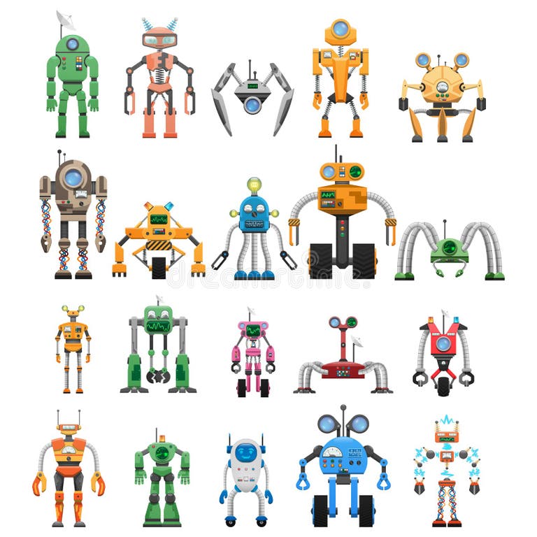 Set Modular Collaborative Android Machines Stock Illustrations – 2 Set ...