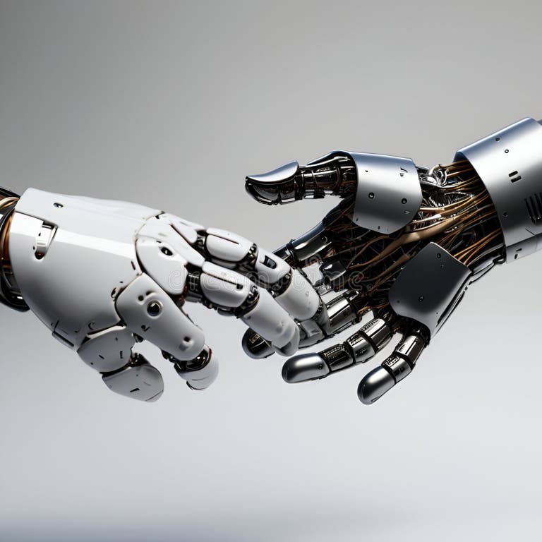 Robots Shaking Hands Shaking Hands and Work Together, Technology ...