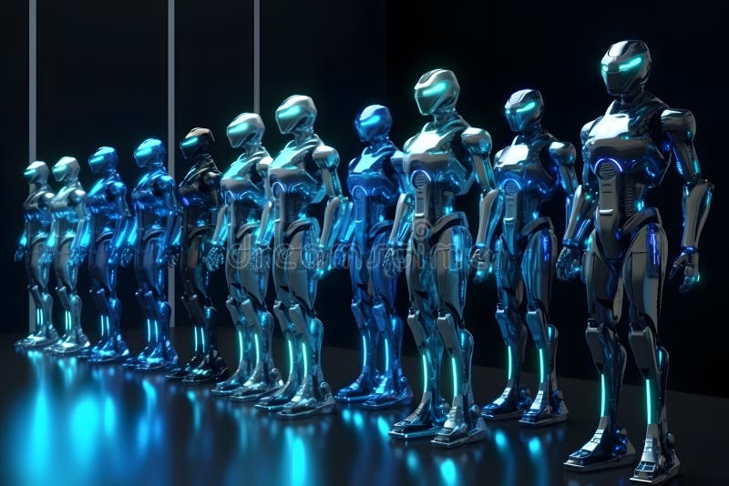 Robots, Neural Network Concept Stock Illustration - Illustration of ...