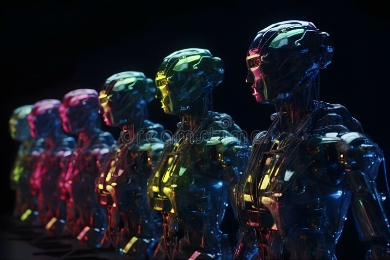 Robots, Neural Network Concept Stock Illustration - Illustration of ...