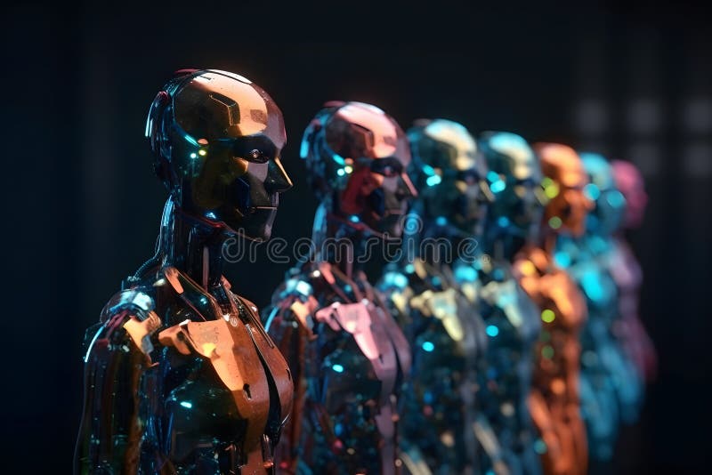 Robots, Neural Network Concept Stock Illustration - Illustration of ...
