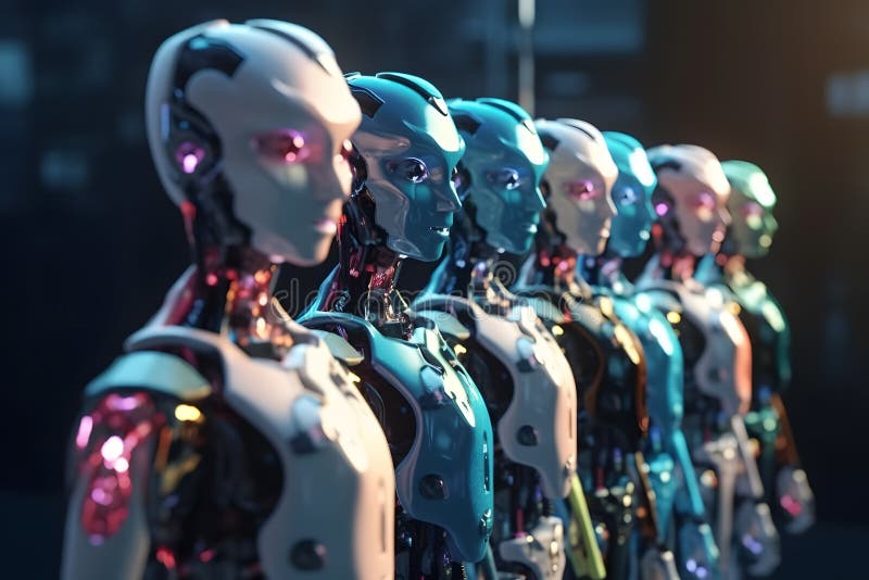 Robots, Neural Network Concept Stock Illustration - Illustration of ...