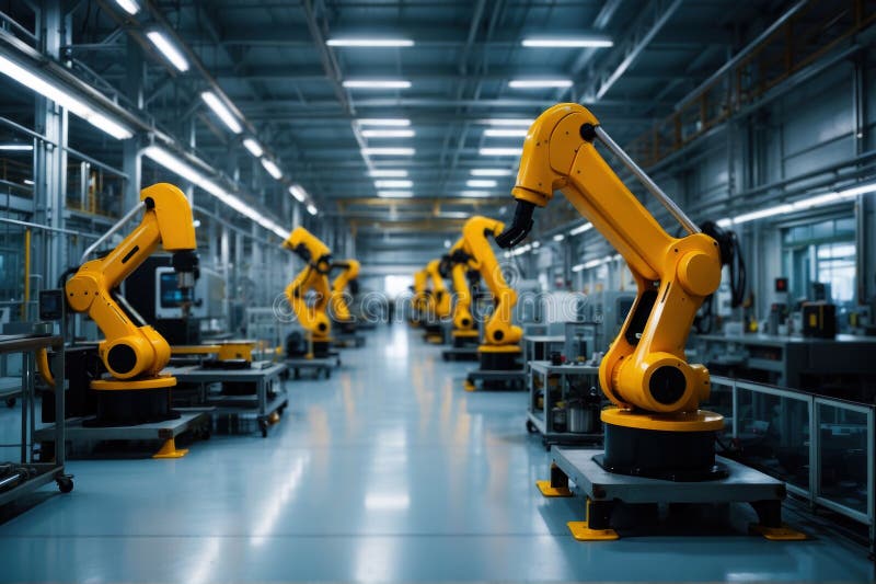 Automated Robotic Arms Assembling Products in a High-Tech Factory Stock ...