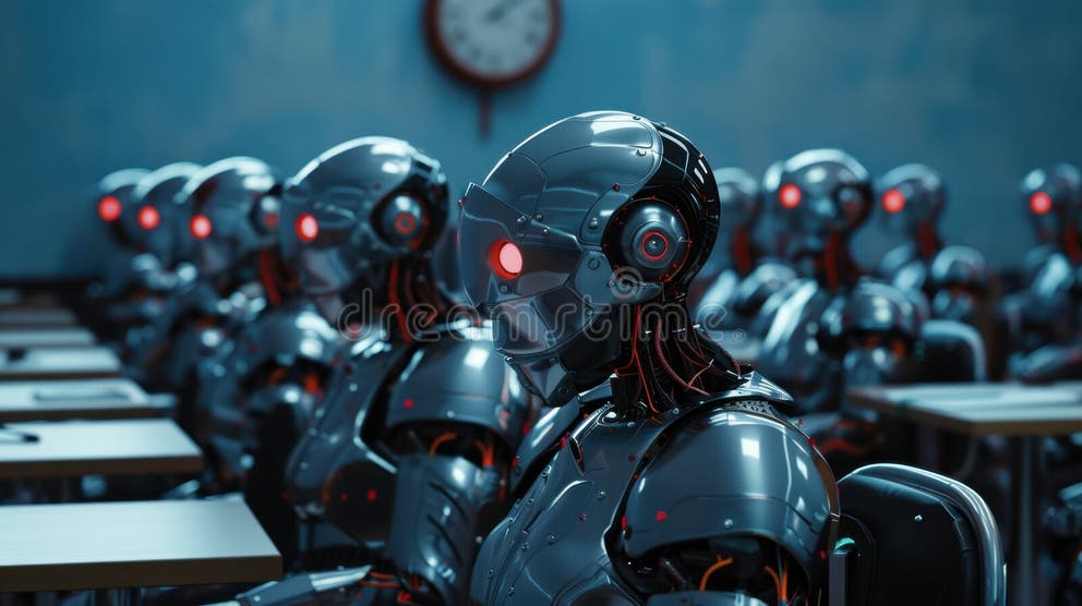 The Robots Studying in Classroom. AI Generated Stock Photo - Image of ...