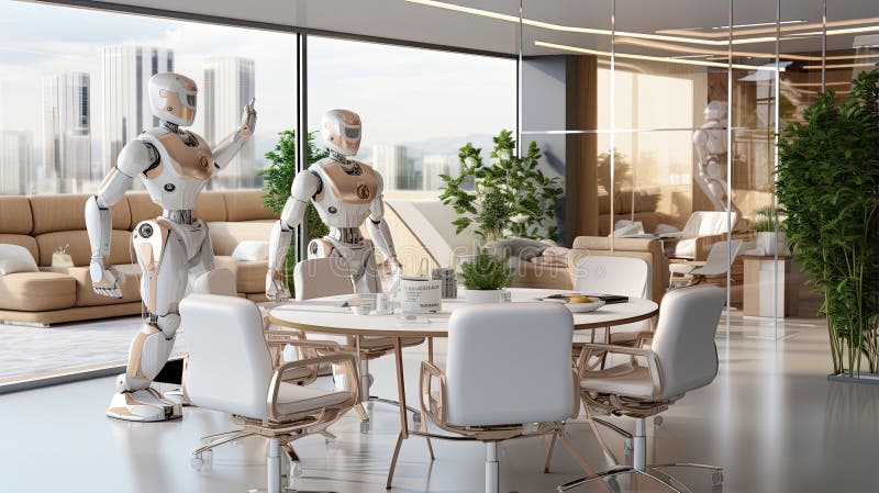 Robots Take Over the Break Room Stock Illustration - Illustration of ...