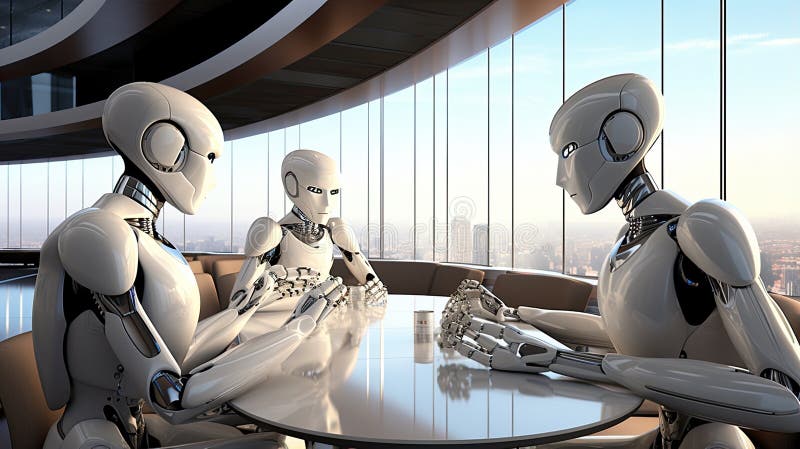 Robots Take Over the Break Room Stock Illustration - Illustration of ...