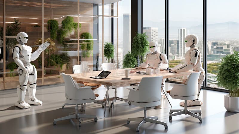 Robots Take Over the Break Room Stock Illustration - Illustration of ...